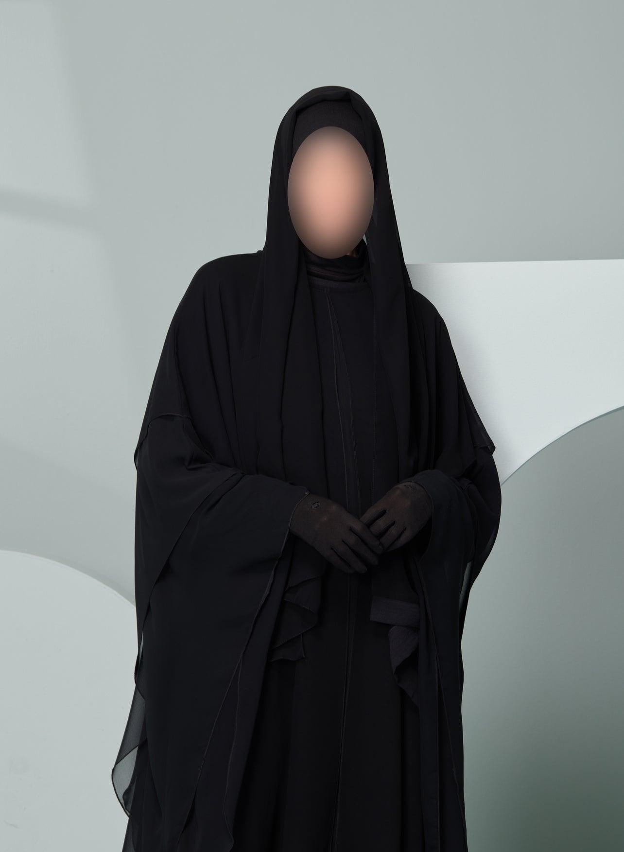 Women's Farasha Style Abaya Set in Black | Thobeluxe